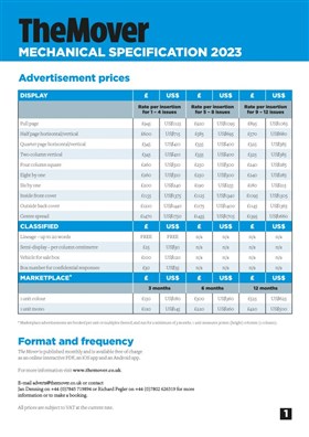 The Mover Advertising Rate Card 2023