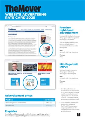 The Mover Website Advertising Rate Card 2023